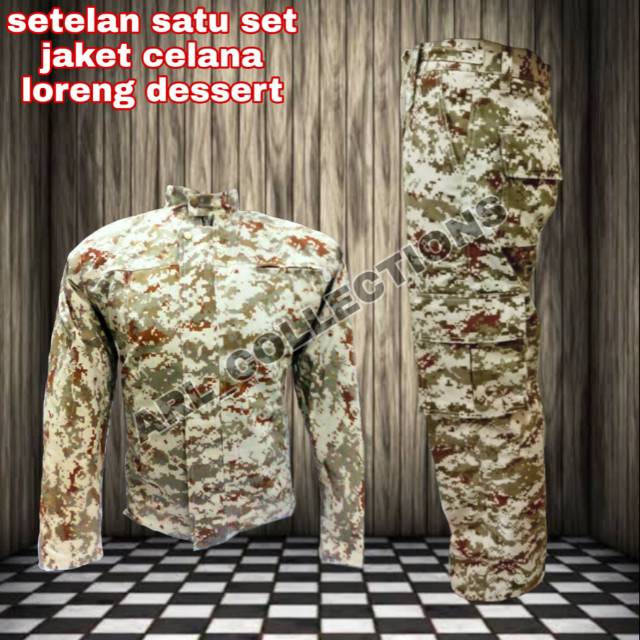 Jual setelan satu set celana dan jaket loreng army dessert / tactical aisoft outdoor | Shopee ...