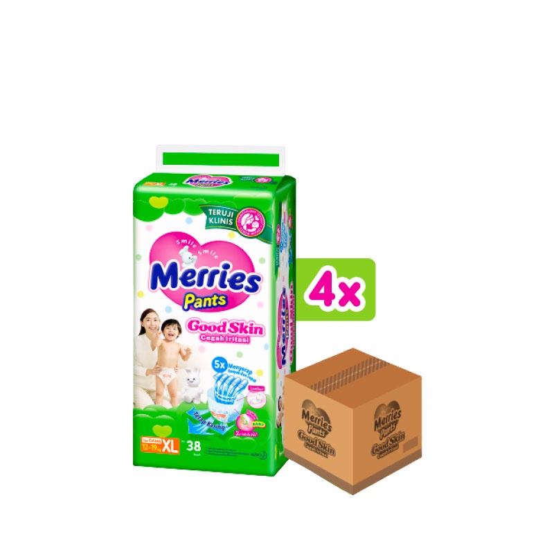 Jual Merries Good Skin Popok Bayi XL 38 Pcs x 4 | Shopee Indonesia