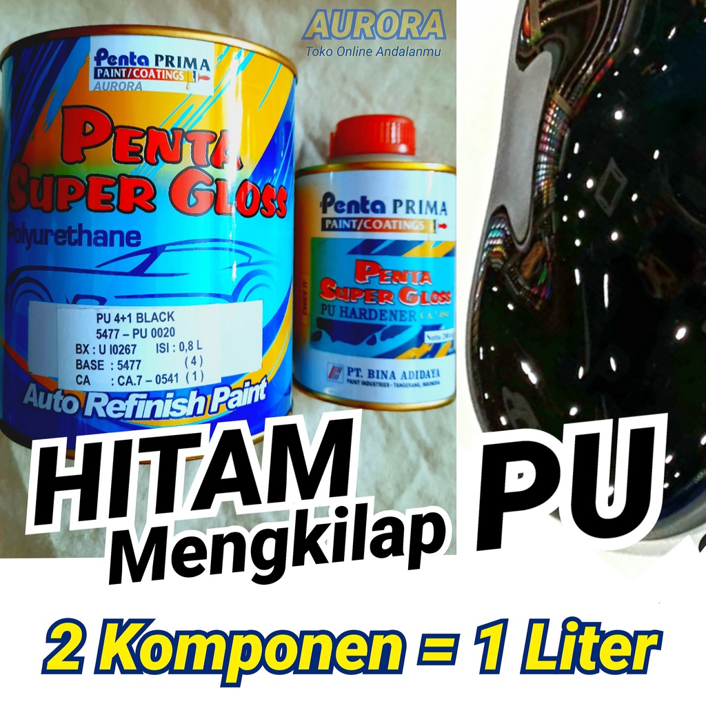 Jual Cat Hitam PU 2 Komponen Penta Super Glos Black Hitam Mengkilap ...