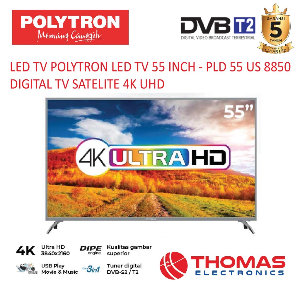 Jual LED TV Polytron Led Tv 55 INCH PLD 55 US 8850 Digital Tv Satelite ...