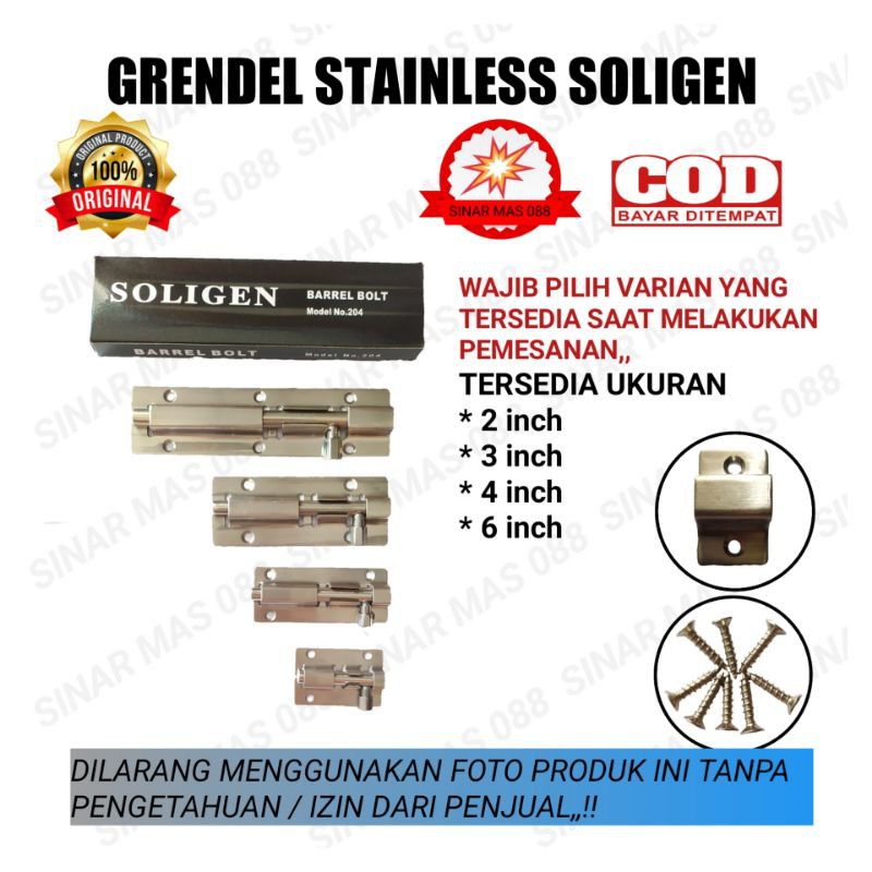 Jual GRENDEL STAINLESS SOLIGEN 2" SAMPAI 12" PILIH UKURAN VARIAN-SELOT ...
