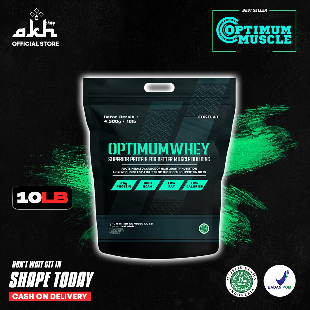 Jual Promo Susu Optimum Whey Protein Cokelat 10LB/4500g + Bonus ...
