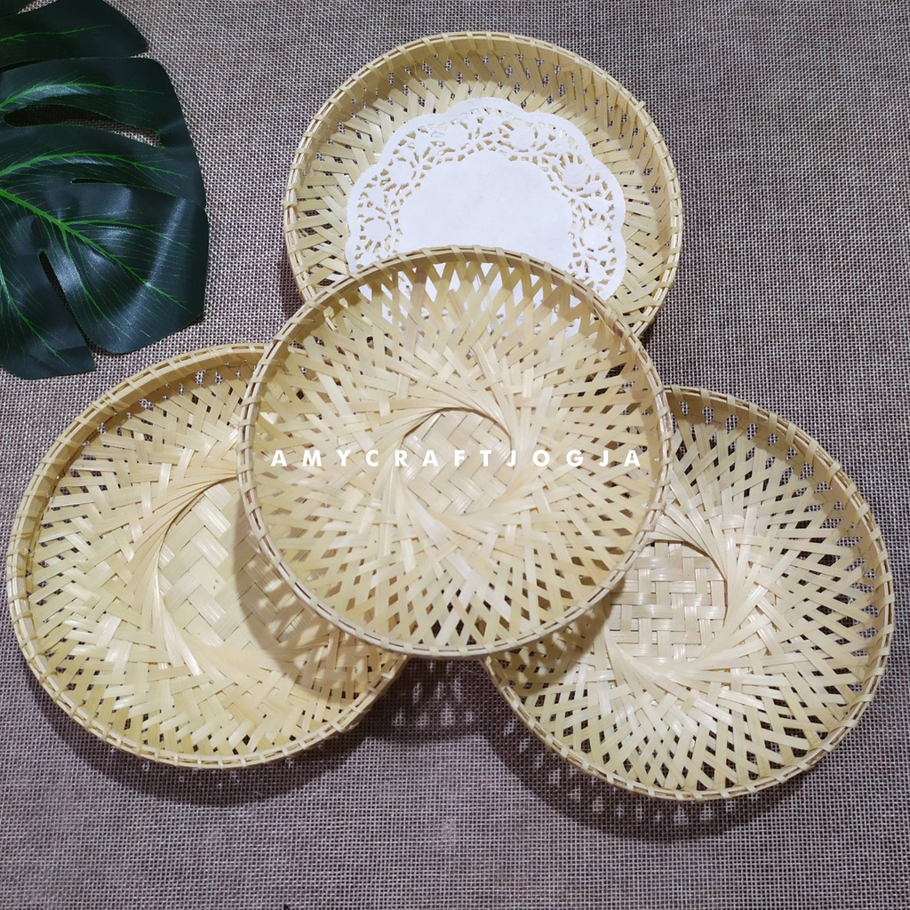 Jual Piring bambu Krongso 14 cm/Piring Anyaman Bambu/Lepek Bambu/Piring ...