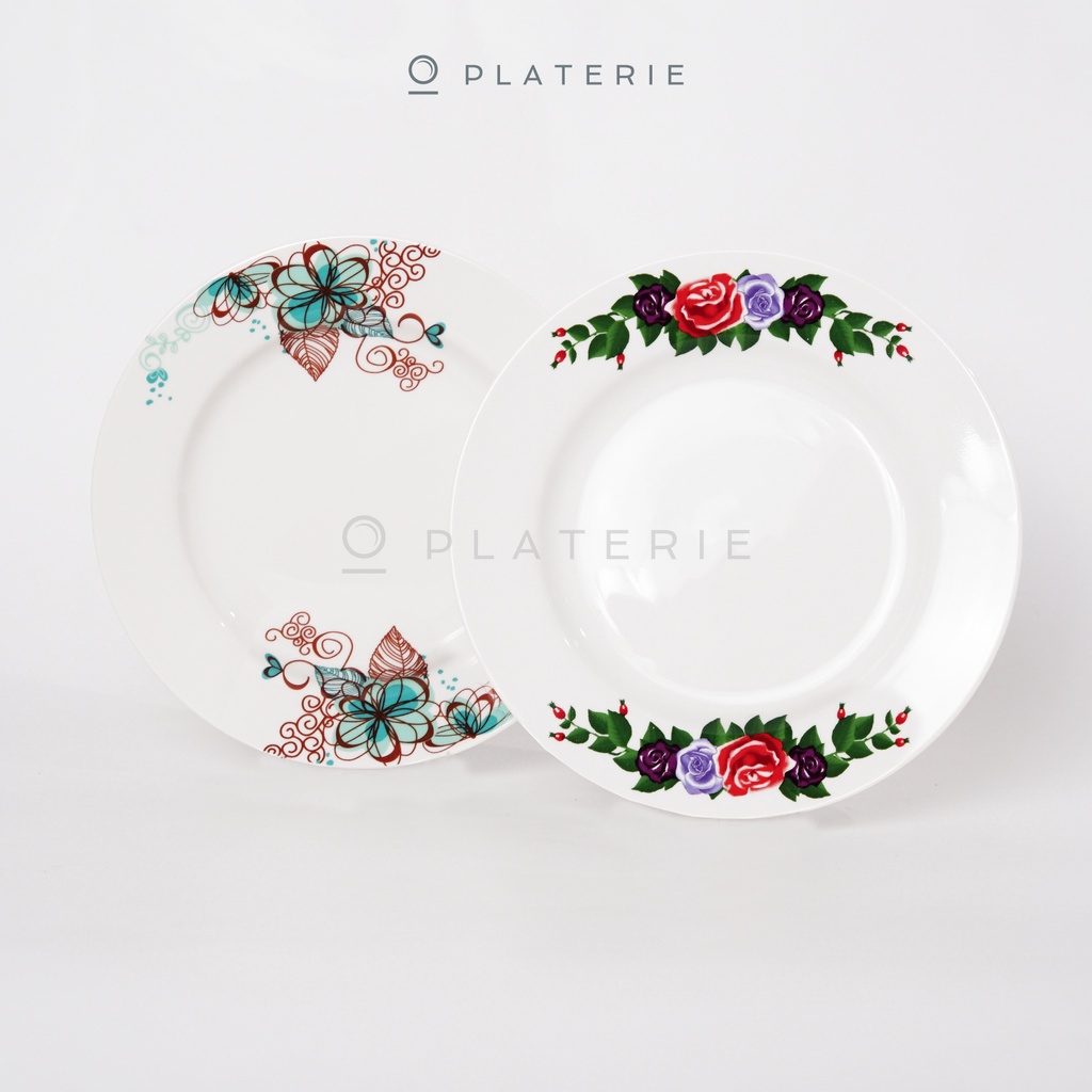 Jual PLATERIE Piring Porcelain Round Plate 20 Cm / 8 Inch Motive Mix ...
