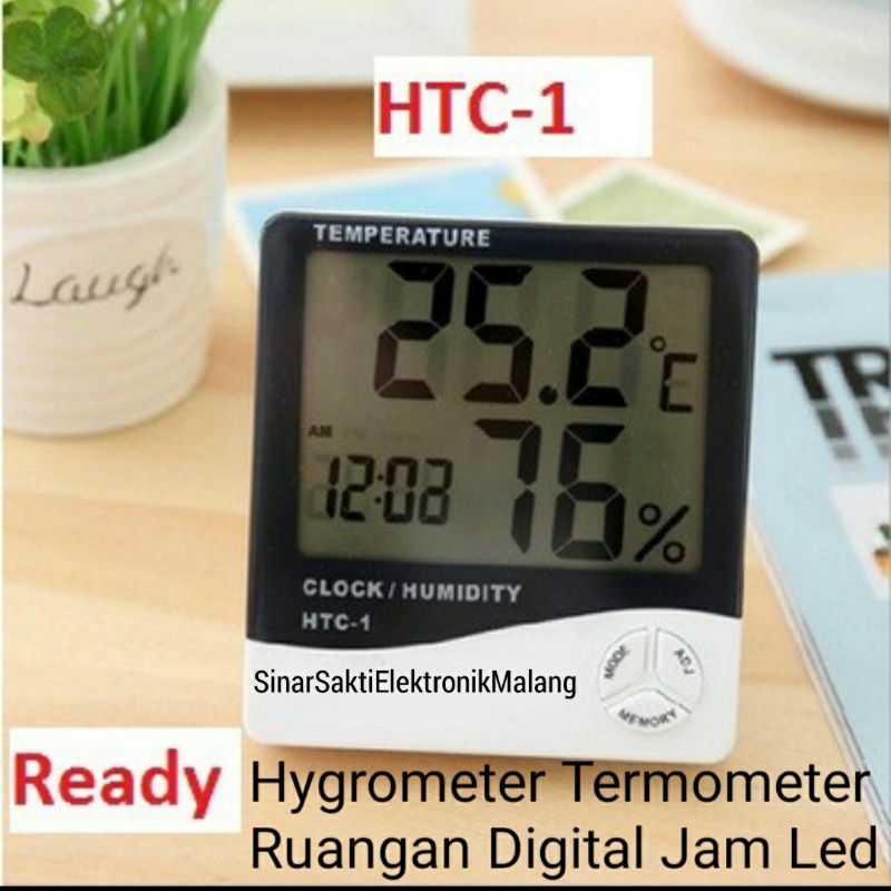 Jual Hygrometer Termometer Ruangan Digital Jam Thermometer Led HTC 1 ...