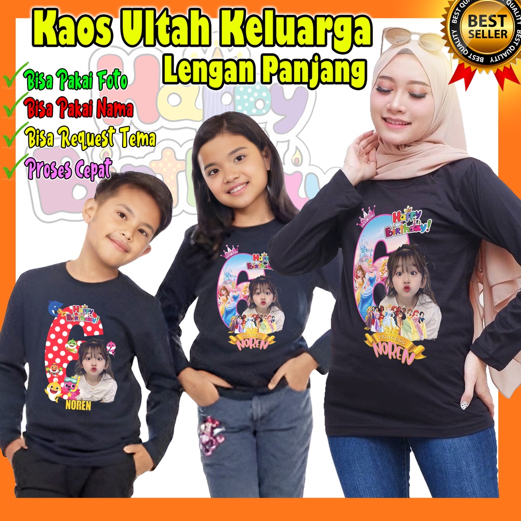 Jual Baju kaos ulang tahun keluarga Lengan Panjang / Baju kaos ultah ...