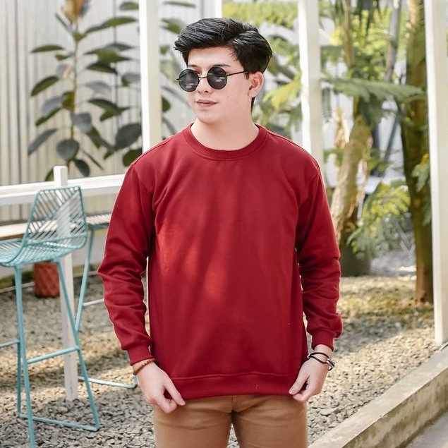 Jual Basic Sweater Polos Pria Wanita M - L - XL - XXL Sweater Crewneck ...