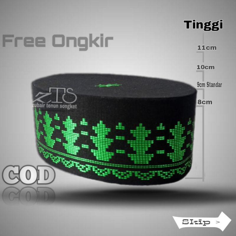 Jual Peci Tenun Songket songkok motif Darwin kopias biru dasar hitam ...