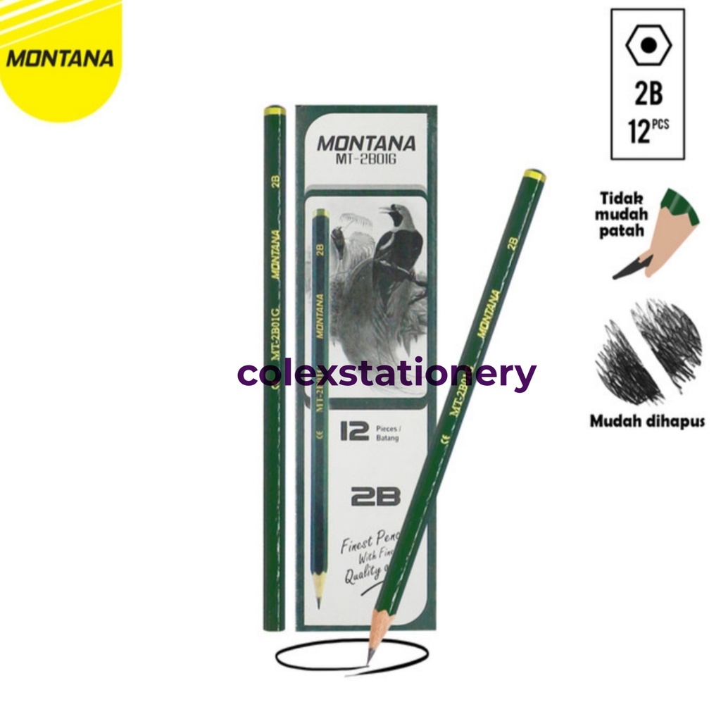 Jual Pensil Kayu / Pensil Kayu 2B Montana Murah (12 Pcs) | Shopee Indonesia