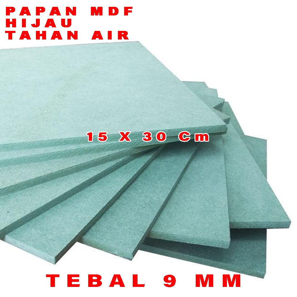 Jual Papan MDF Hijau Tahan Air / HMR Tebal 9 mm ukuran 15 x 30 cm / per ...