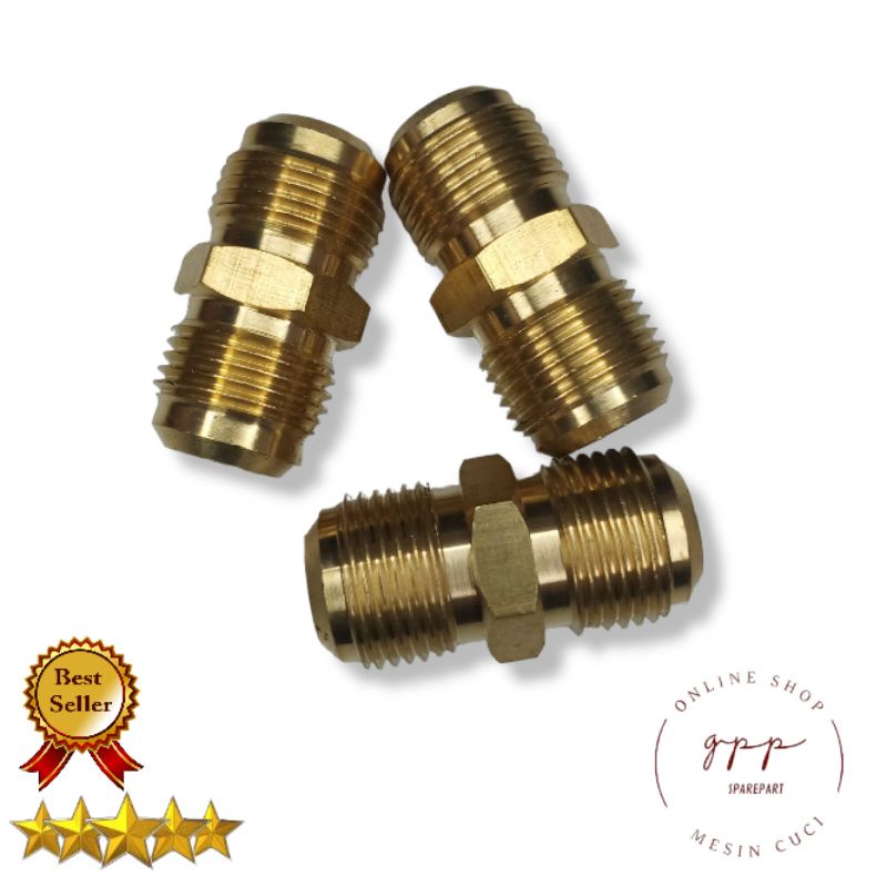 Jual Double Nippel Dobel Nepel Kuningan Asli UK 1/2 "X 1/2" | Shopee Indonesia
