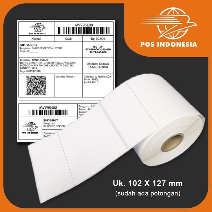 Jual STIKER LABEL BARCODE 102 x 127 102X127 LINE GAP CORE 1 Inch LABEL ...
