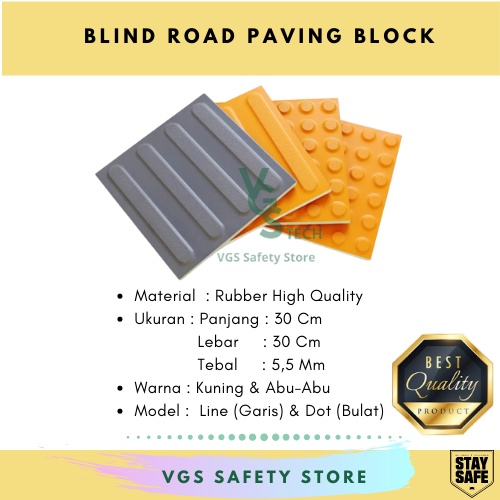 Jual Blind Road Sidewalk Safety Rubber Tile Tactile Paving Block ...
