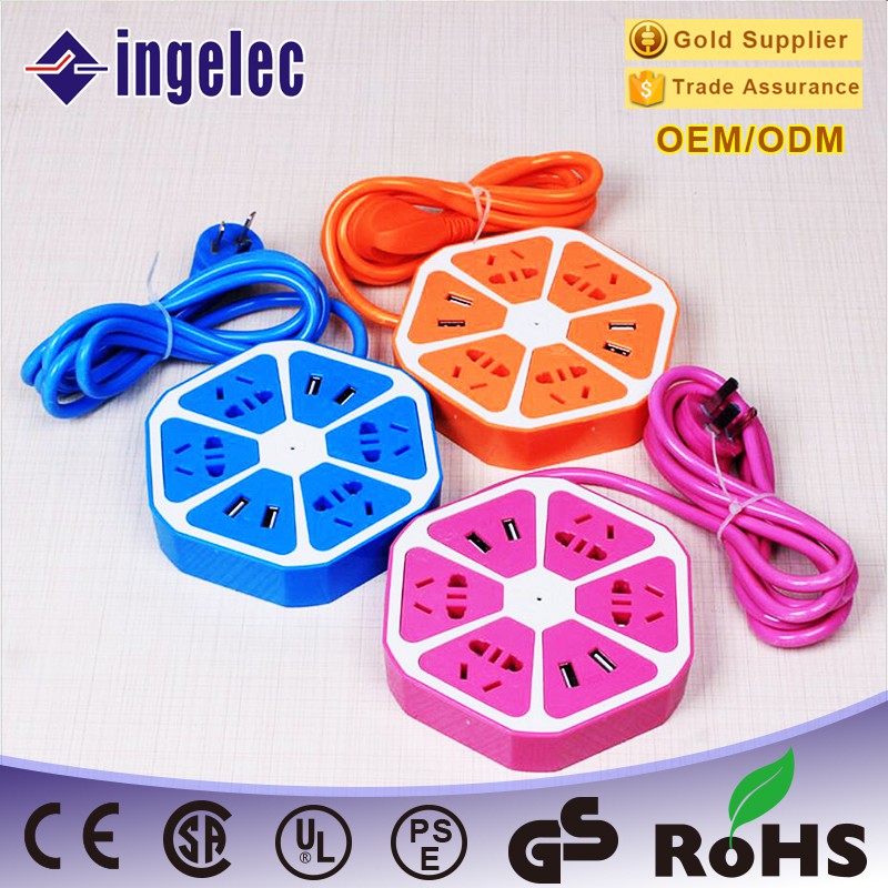 Jual Colokan Sambung Stop Kontak Universal 4 USB Hexagon Power Socket Extension Plug | Shopee ...