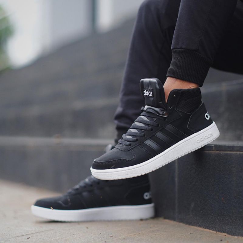 Jual Adidas Hoops High 2.0 Black/Black White Original | Shopee Indonesia