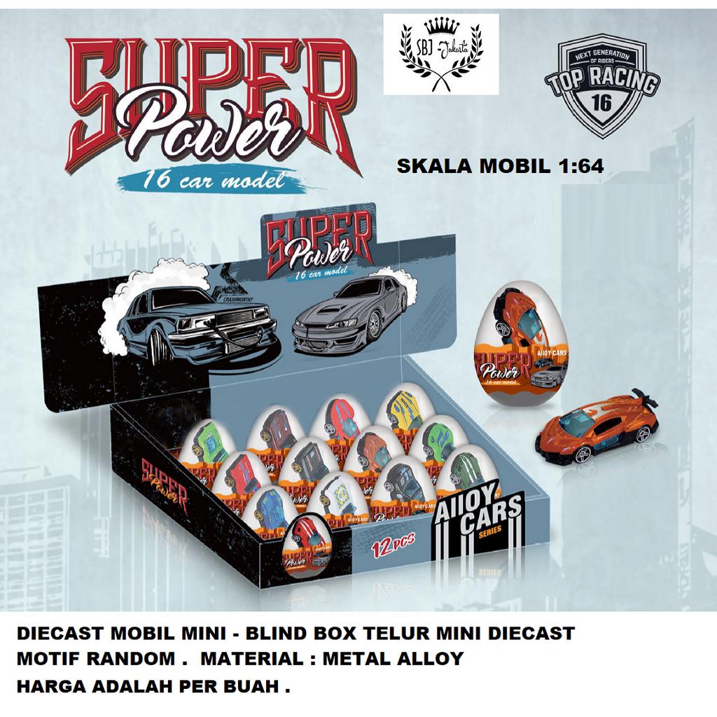 Jual 1 box 12 pcs Mainan mobil anak Diecast Blind Box Telur Gacha ...
