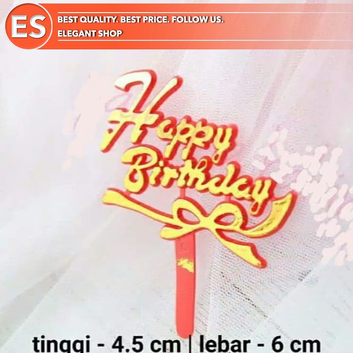 Jual CAKE TOPPER HAPPY BIRTHDAY RED HIASAN KUE ULANG TAHUN WARNA MERAH ...