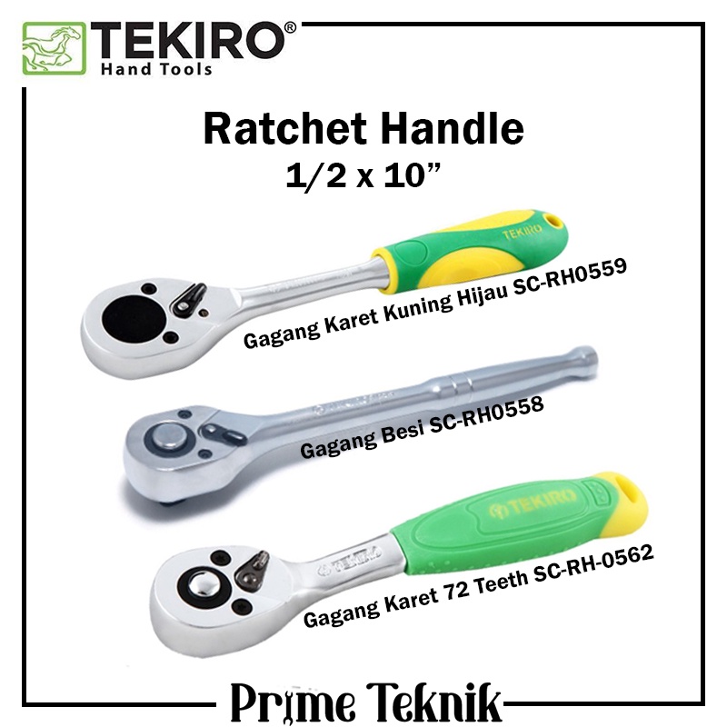 Jual Ratchet Handle 1/2 x 10" Tekiro Gagang Besi Karet 72T Kuning Hijau ...