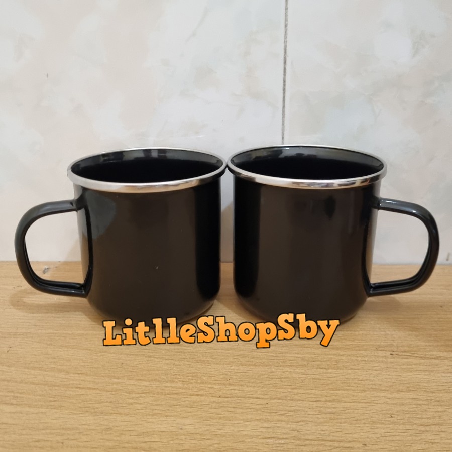 Jual Gelas Cangkir Mug Enamel 9cm Hitam Polos | Shopee Indonesia