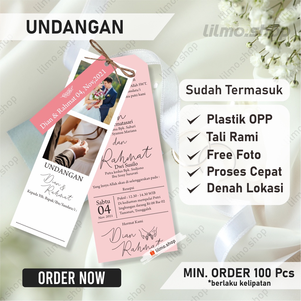 Jual Undangan pernikahan, Undangan Pernikahan Minimalis, Undangan Hang ...