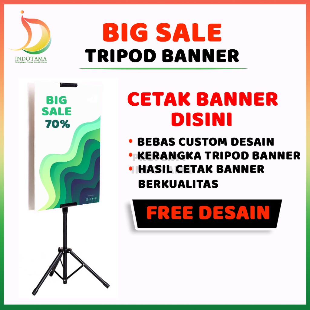 Jual Stand Banner Cetak Tripod Banner Plus Cetak Flexi Ukuran Banner 2 Meter (2 / 1 Sisi ...