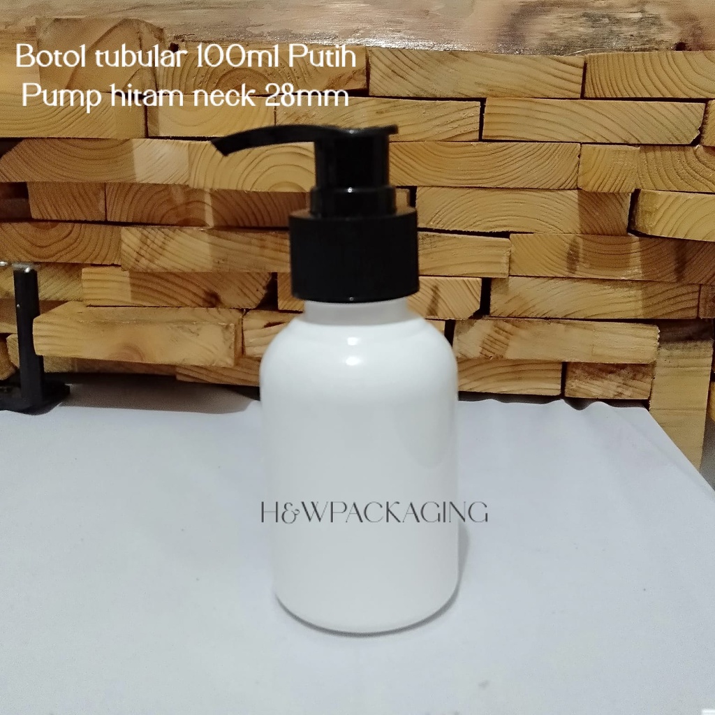 Jual Botol Tubular 100ml putih pump neck 28mm | Shopee Indonesia