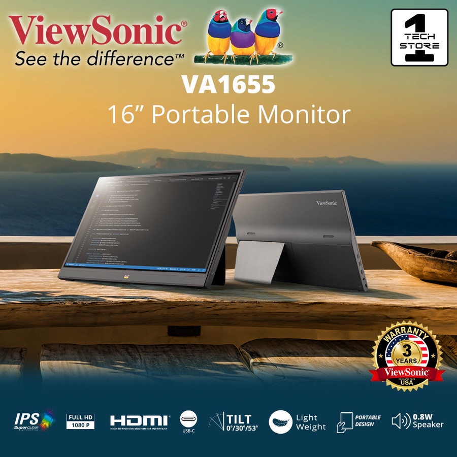 Jual Monitor Portable 16" ViewSonic VA1655 |IPS|USB Type C|Full HD ...