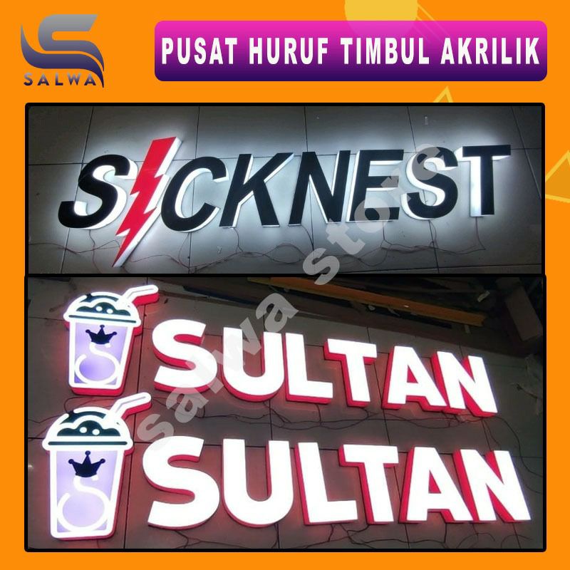 Jual huruf timbul akrilik / acrylic / nyala / Led / Letter Sign ...