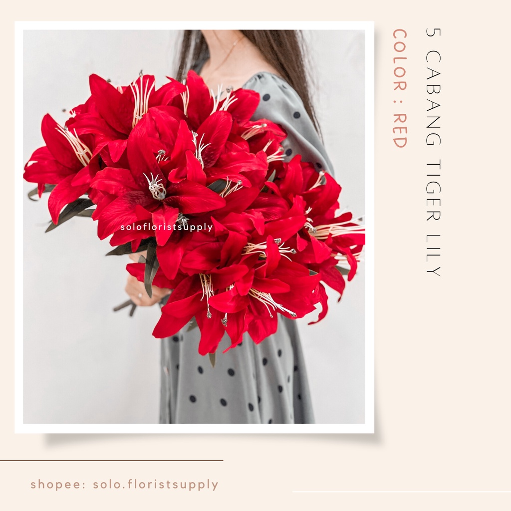 Jual 5 CABANG TIGER LILY Latex 5 Kuntum 2Biji Putik Daun Latex Bunga ...