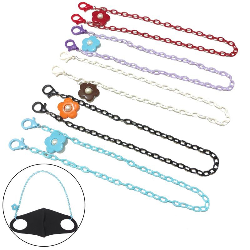 Jual Strap Mask Acrilic Chain Rantai Akrilik Charm Bunga Mutiara Kalung ...