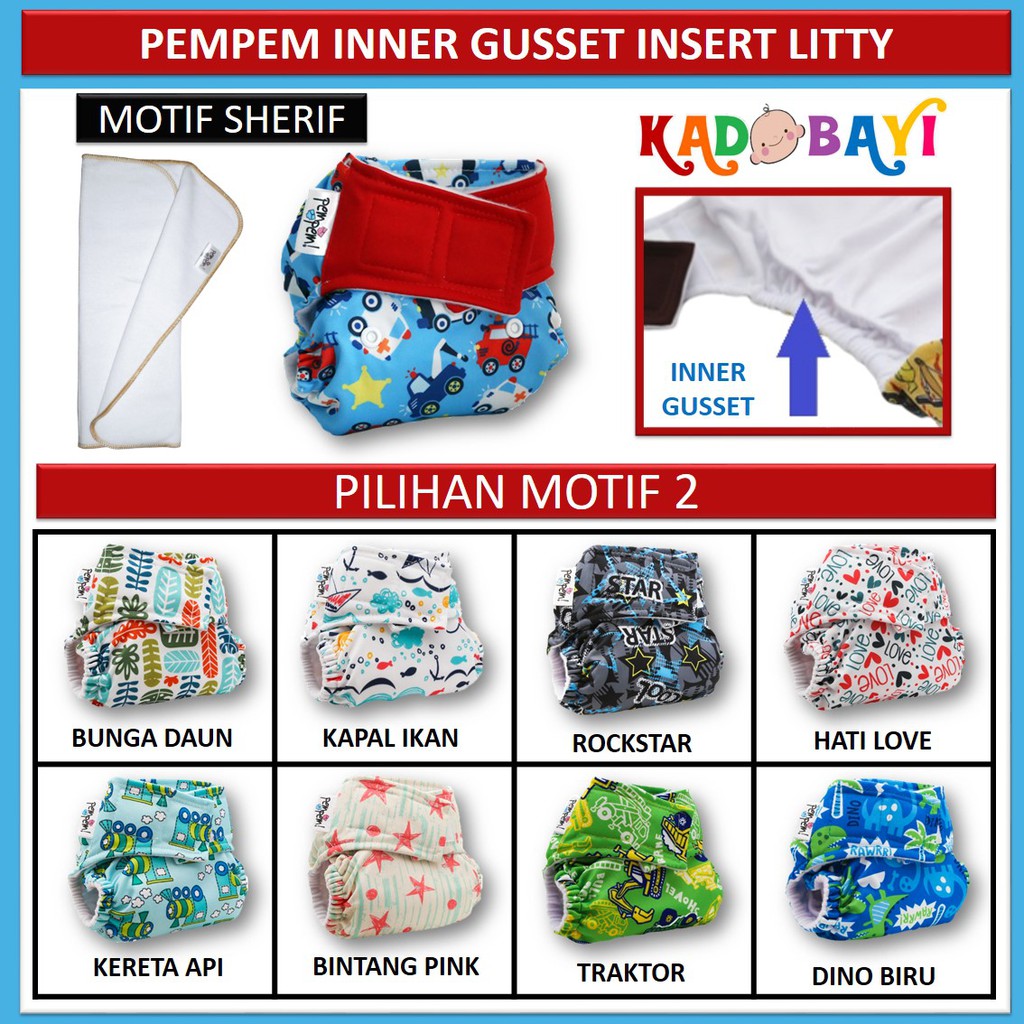Jual Popok Bayi Cuci Ulang Clodi Pempem Inner Gusset Insert Litty Promo ...