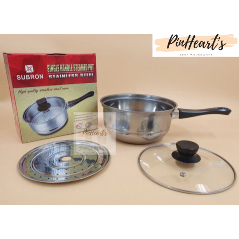 Jual PANCI SUSU STAINLESS STEEL SUBRON + TUTUP KACA + STEAMER/KUKUSAN ...
