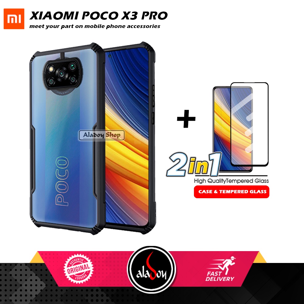 Jual PAKET 2 IN 1 Case Xiaomi Poco X3 Pro Armor Fusion Transparent ...