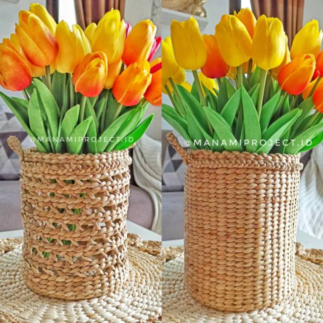 Jual Keranjang Anyam Eceng Gondok Natural (A/B) / Pot Eceng Gondok ...