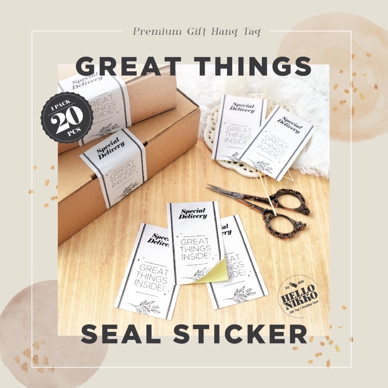 Jual Great Things Seal sticker - Hang tag kartu ucapan kado sticker ...