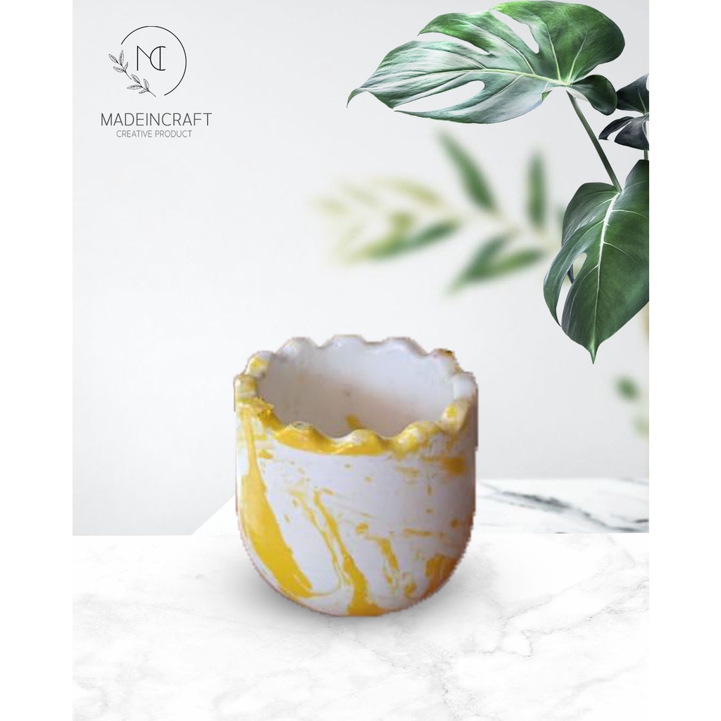 Jual POT SEMEN AESTHETIC SERBAGUNA BULAT WARNA KUNING | Shopee Indonesia