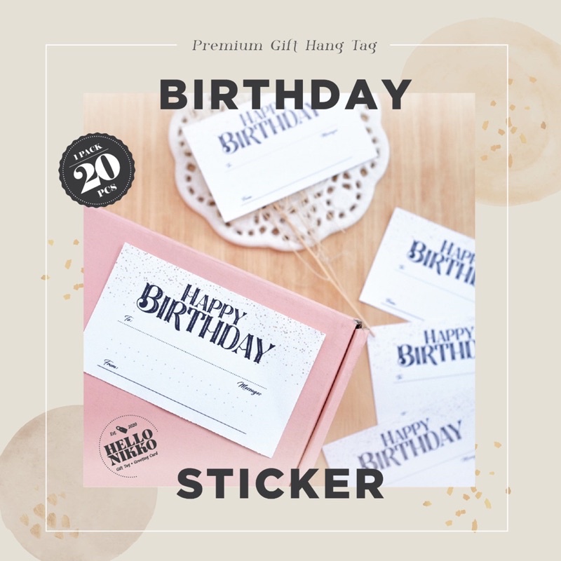 Jual Birthday white sticker - Hang tag kartu ucapan kado sticker ...