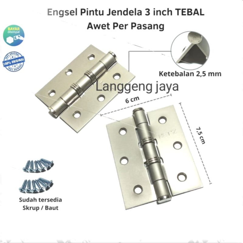 Jual engsel pintu 3 inchi rumah jendela TEBAL awet | Shopee Indonesia