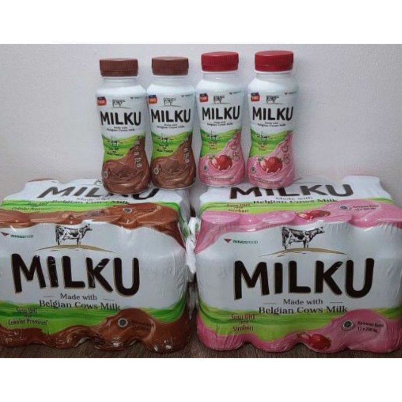 Jual SUSU MILKU UHT BOTOL WITH BELGIAN COWS MILK uk 200 ML COKLAT DAN ...