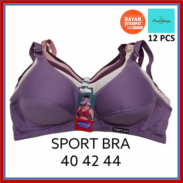 Jual Bra Jumbo Wanita Sport Bra 44 42 40 Cup Besar (12 pcs) BH Sport Jumbo Kait 3 dan Kait 2 BH ...