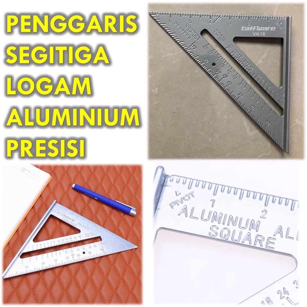 Jual Penggaris Siku Mistar Segitiga 90 derajat Logam Aluminium ...