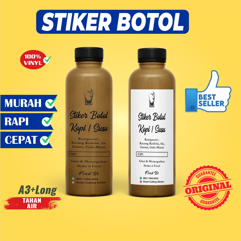 Jual Stiker Botol Jus Kopi Susu / Stiker Botol Plastik 250 ml Minuman ...