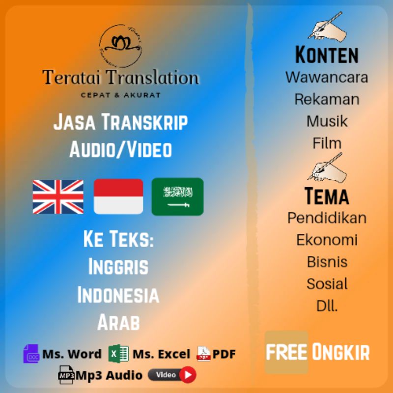 Jual Jasa Transkrip Audio/Video | Teks Inggris | Teks Indonesia | Teks ...