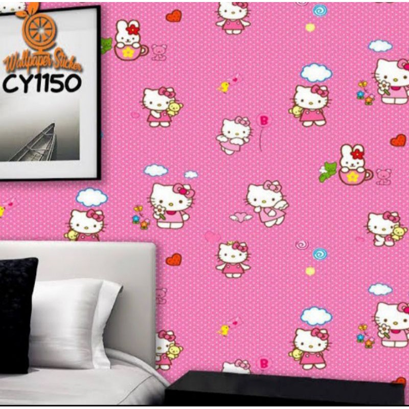 Jual wallpaper sticker dinding bermotif hello Kitty 10M | Shopee Indonesia