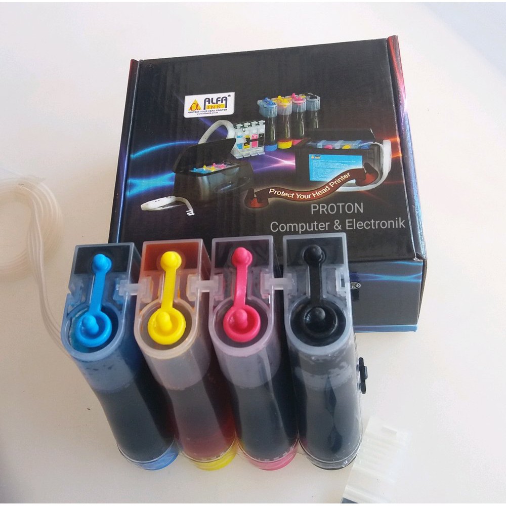 Jual Tabung infus + tinta asli Alfa ink 4 warna komplit kemasan classic ...