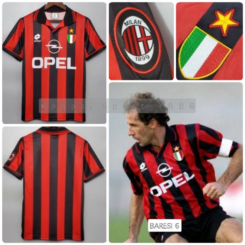 Jual Jersey Baju Bola Retro ACe Milan Home Kit Kandang OPEL 1996 1997 ...