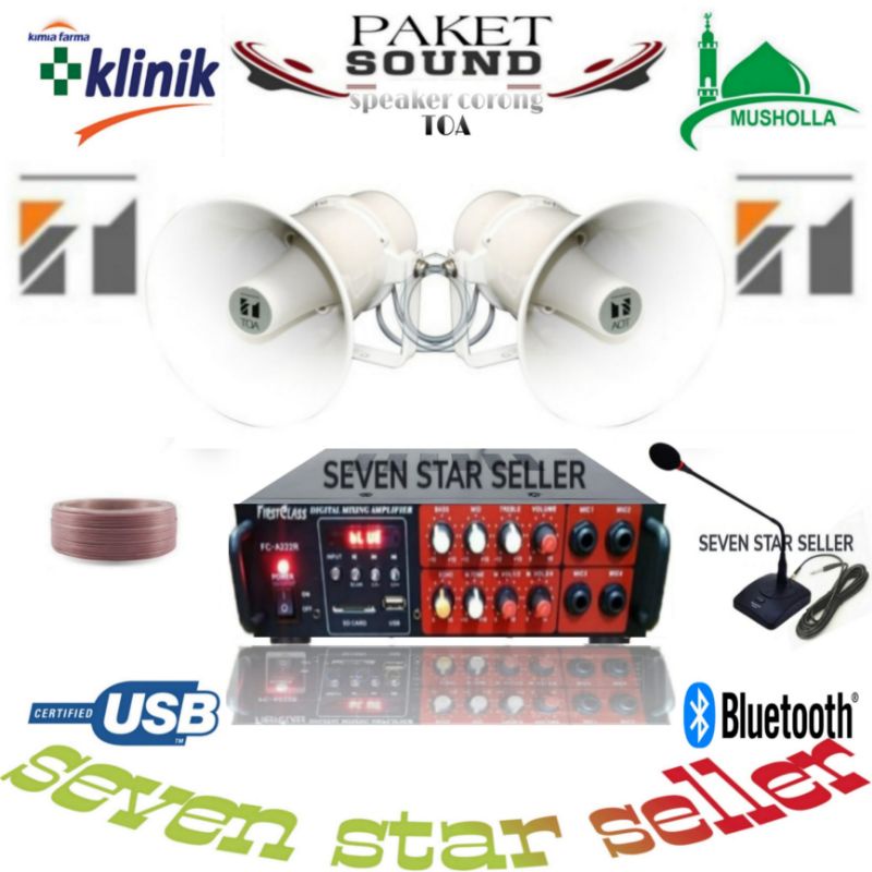 Jual paket sound speaker corong TOA 15W mic podium 2 speaker corong ...