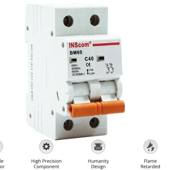 Jual MCB LISTRIK INSCOM 2P 6A 10A 16A / MINI CIRCUIT BREAKER 2 PHASE 2 POLE | Shopee Indonesia