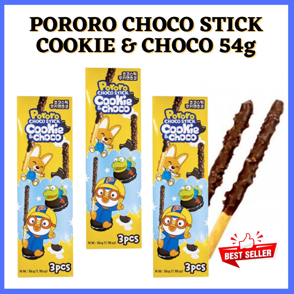 Jual PORORO Choco Stick Cookie & Choco 45gr/ Snack Pororo / Kue Pororo ...