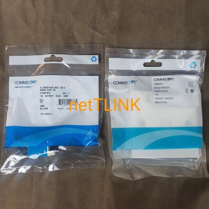 Jual Faceplate 1 hole + modular jack cat 6 AMP commscope/ outlet data ...